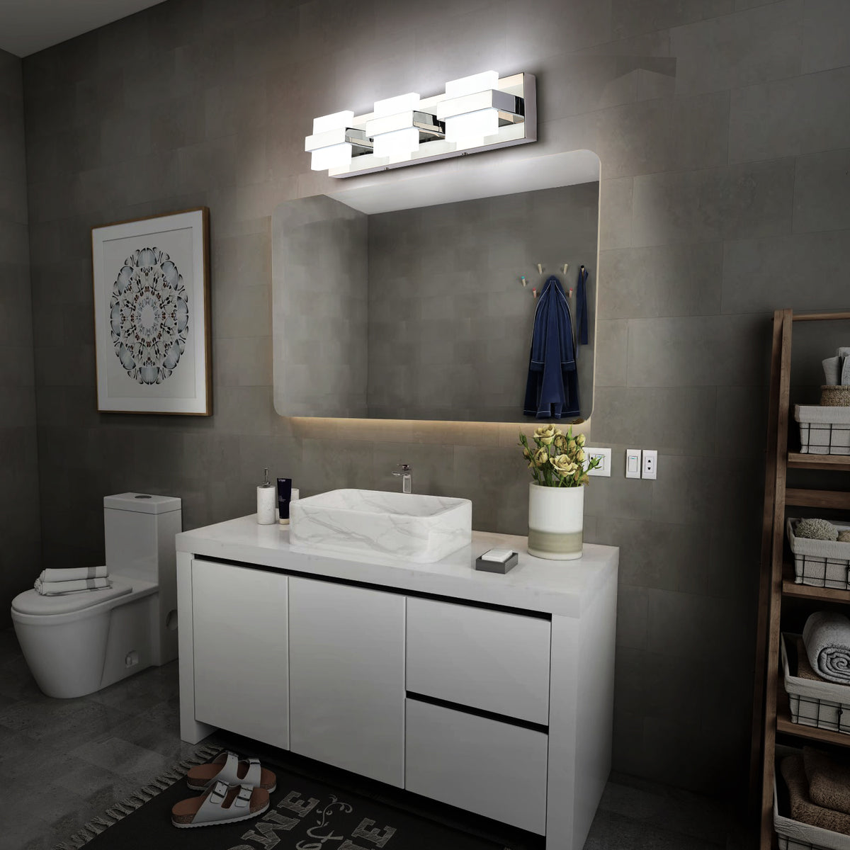 SOLFART LED Modern Matt Black Vanity Lights Waterproof Finishing Bathr ...